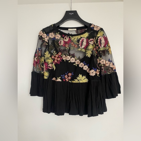 Eri & Ali | Tops | Eri Ali Blouse Size Medium Sheer With Floral ...